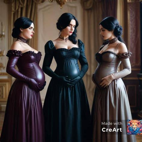 Three Sisters Pregnant Wearing Leather Dresses By Trionn78 On Deviantart