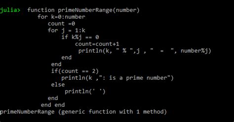 Julia Tutorial For Beginners Program To Print Range Of Prime Number
