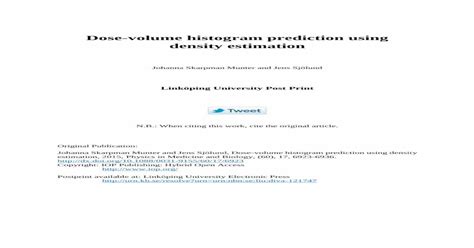 Pdf Dose Volume Histogram Prediction Using Density Estimation Dokumentips