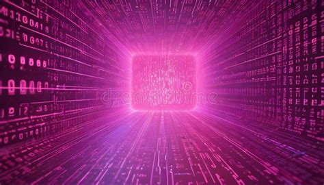 Abstract Digital Tunnel With Glowing Pink Lines And Binary Code Stock Image Image Of Digital