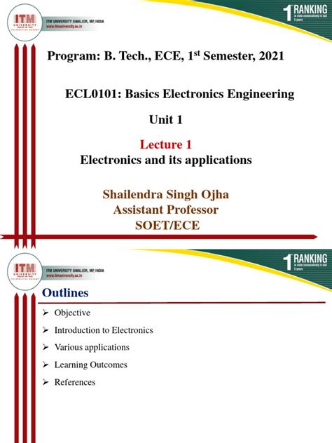 Lecture 1 Basics Of Electronics Pdf Transistor Diode