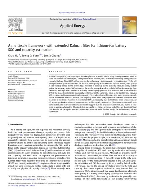 Pdf A Multiscale Framework With Extended Kalman Filter For Lithium Ion Battery Soc And