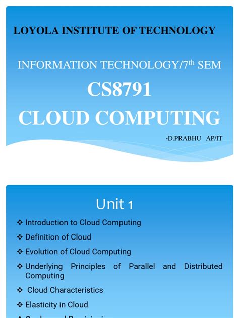 Cloud Computing Unit1 And Unit2 Pdf