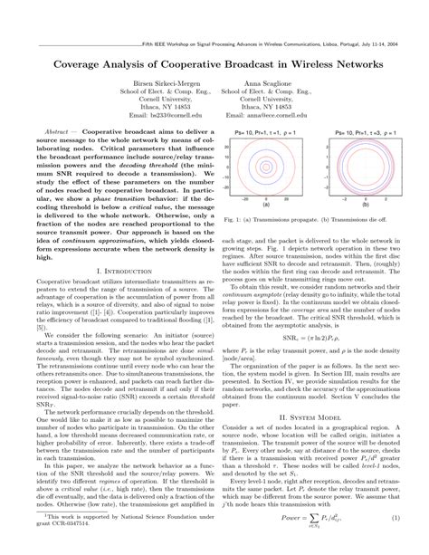 Pdf Coverage Analysis Of Cooperative Broadcast In Wireless Networks