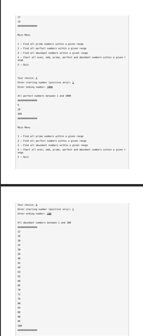 Solved Part 2a Number Analyzer Write A Series Of Five
