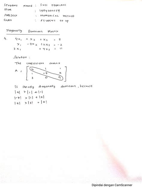 Diagonally Dominant Matrix Pdf