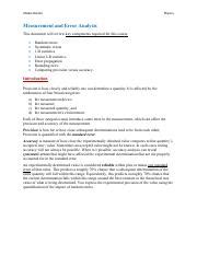 Measurement And Error Analysis Pdf UMass Boston Physics Measurement And Error Analysis This