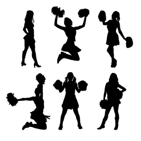 Premium Vector Set Of Silhouettes Of Female Cheerleaders Clip Art Library