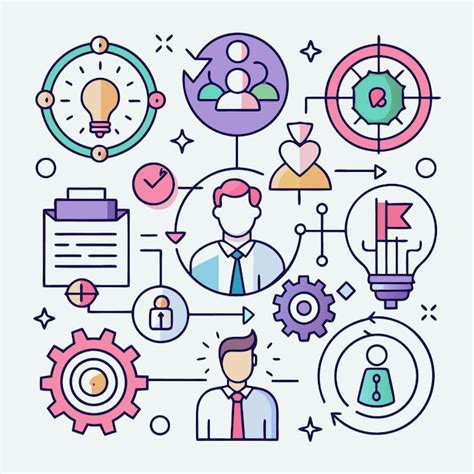 Business Workflow Diagram With Connected Icons Representing Different