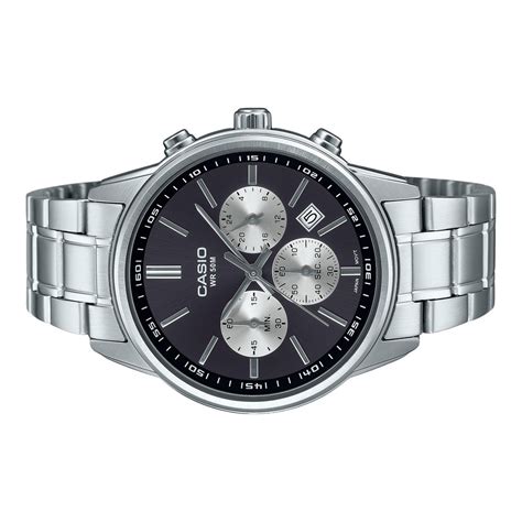 Relógio Masculino Casio Padrão Analógico Cronógrafo Aço Inoxidável Mostrador Cinza Quartzo Mtp