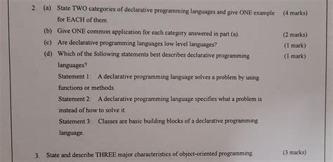 Solved 2 A State Two Categories Of Declarative