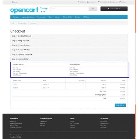 Opencart Payment And Shipping Address At Confirm Order