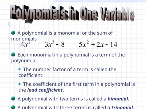 Introduction To Polynomials Ppt0 Ppt