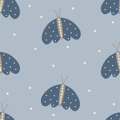 Seamless Pattern With Moth In Boho Style Vector Illustration 12853896