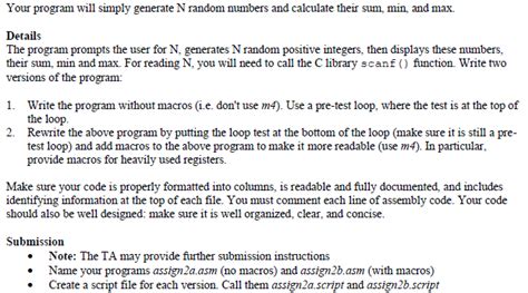 Your Program Will Simply Generate N Random Numbers