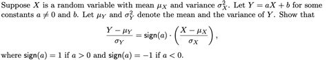 Solved Suppose X Is A Random Variable With Mean Ug And