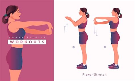 Premium Vector Flexor Stretch Exercise Woman Workout Fitness Aerobic And Exercises