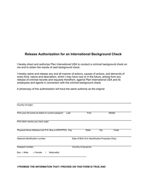 Free Printable Background Check Form Templates Word PDF Employment