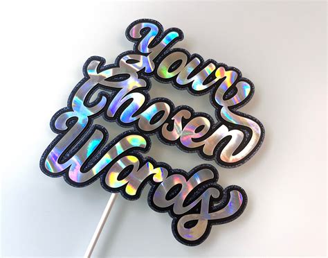 Outer Space Custom Birthday Cake Topper Chrome Holographic Super Reflective Sign Personalized