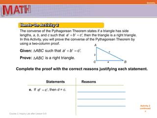 Inquiry Lab Proofs About The Pythagorean Theorem PPTX