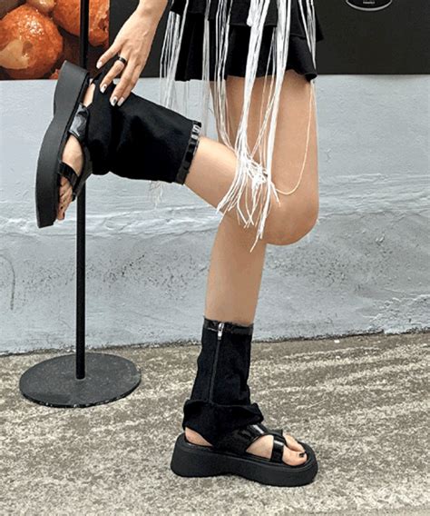 2color 쪼리 미들 부츠 마 린넨 시원한 여름 레그워머 니삭스 키치룩 스트릿 포인트 통굽 플립플랍 샌들 에이블리