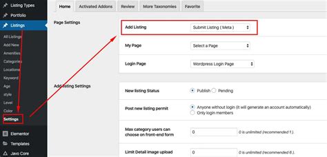 How To Set Up Submit Listing Page With Short Code Javo Theme Documentation