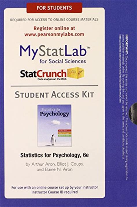 Statistics For Psychology New Mylab Statistics With Pearson Etext Access Code Aron Ph D