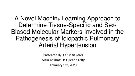 PDF A Machine Learning Approach To Identify IPAH Sex
