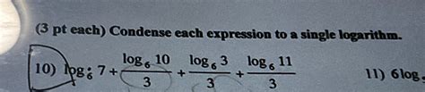 Solved Pt Each Condense Each Expression To A Single Chegg Com