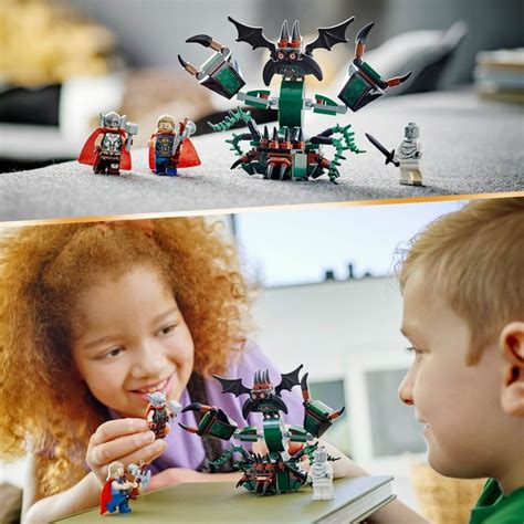 Lego Marvel Attack On New Asgard Thor And Monster Set 76207 Lego Marvel Thunder Movie Marvel