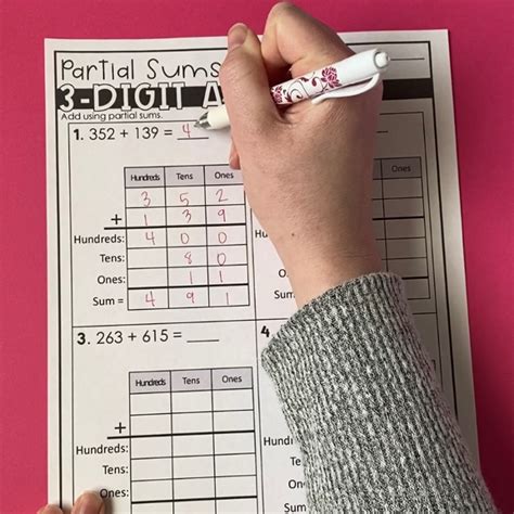 Partial Sums Algorithm Worksheets