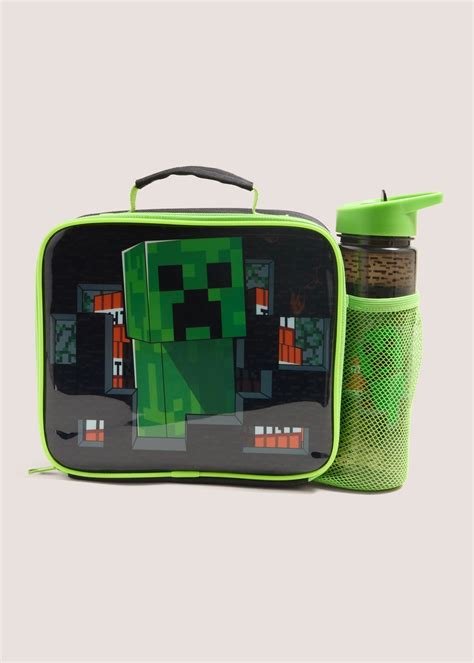 Minecraft Green Lunch Bag Drinks Bottle And Snack Box Set Matalan