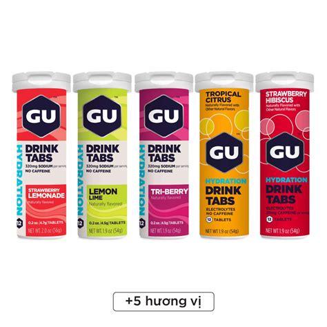 Gu Energy Hydration Drink Tabs Effervescent Tablets Tube Of 12