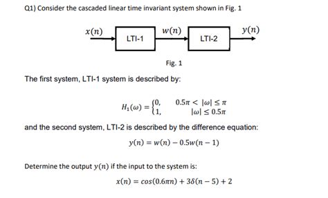 Solved Q1 Consider The Cascaded Linear Time Invariant
