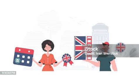 영어 학습의 개념 영어 팀 트렌디 한 만화 스타일 벡터 일러스트레이션 가상현실에 대한 스톡 벡터 아트 및 기타 이미지 가상현실 관광객 교습 Istock