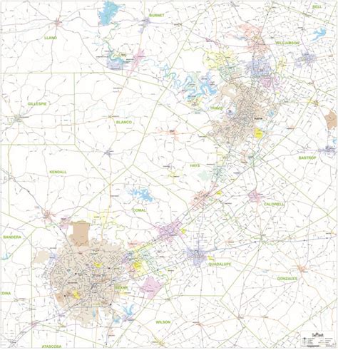 San Antonio Major Arterial Wall Map By Metromaps Texas Map Store