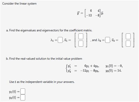 Solved Consider The Linear Systemvecy 64 12 8 Vecya