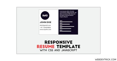 Responsive Resume Template With Html And Css Personal Resume