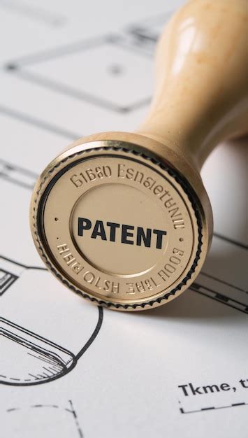 Patent Symbol On A Blueprint Backdrop Signifying An Idea Or Invention