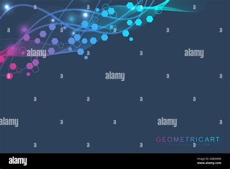 Science Network Pattern Connecting Lines And Dots Technology Hexagons Structure Or Molecular