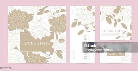 Шаблон Дизайна Деловых И Пригласительных Карт С Пионами — стоковая векторная графика и другие