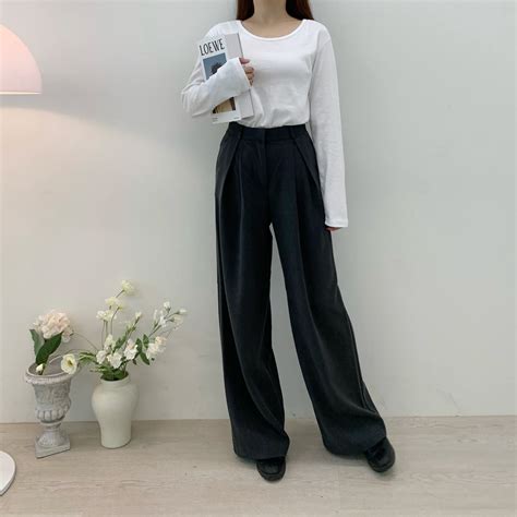 3컬러s L사이즈 핀턱 스판 와이드 팬츠 슬랙스 에이블리