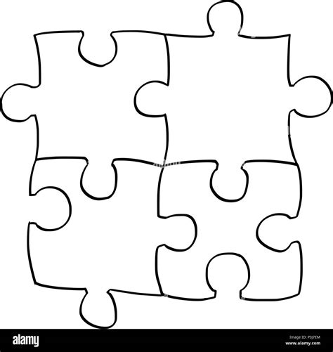 Vector Artistic Drawing Illustration Of Four Jigsaw Puzzle Pieces Stock Vector Image And Art Alamy