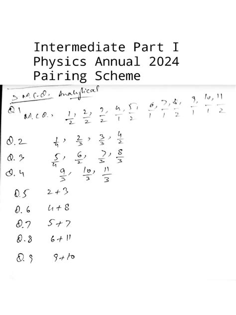 11th 12th Physics Pairing Scheme 2024 Pdf