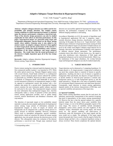 Pdf Adaptive Subspace Target Detection In Hyperspectral Imagery