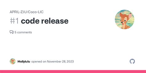 Code Release · Issue 1 · April Zjucoco Lic · Github