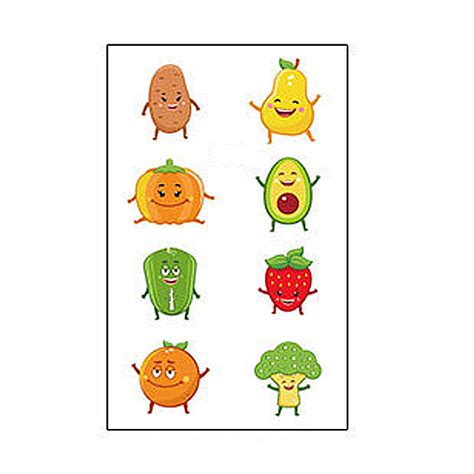 스마트보이 Kc인증 Ec551 과일 채소 캐릭터 어린이 타투 스티커어린이판박이스티커타투스티커물놀이스티커어린이헤나어린이타투스티커마스크스티커얼굴타투스티커페이스