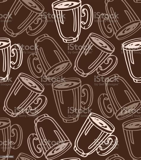 귀여운 손으로 그린 낙서 패턴 배경 커피 컵 커피 시간 카페 메뉴에 대한 커피 아트 템플릿 가방에 대한 스톡 벡터 아트 및 기타 이미지 Istock