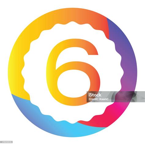 번호 6 추상 숫자 템플릿입니다 기념일 번호와 원 모양 템플릿 절연 기념일 아이콘 레이블 기념일 상징 벡터 스톡 일러스트 6에