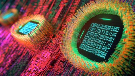 Digital Circuits Data Flow Visualization Ai Generated Stock